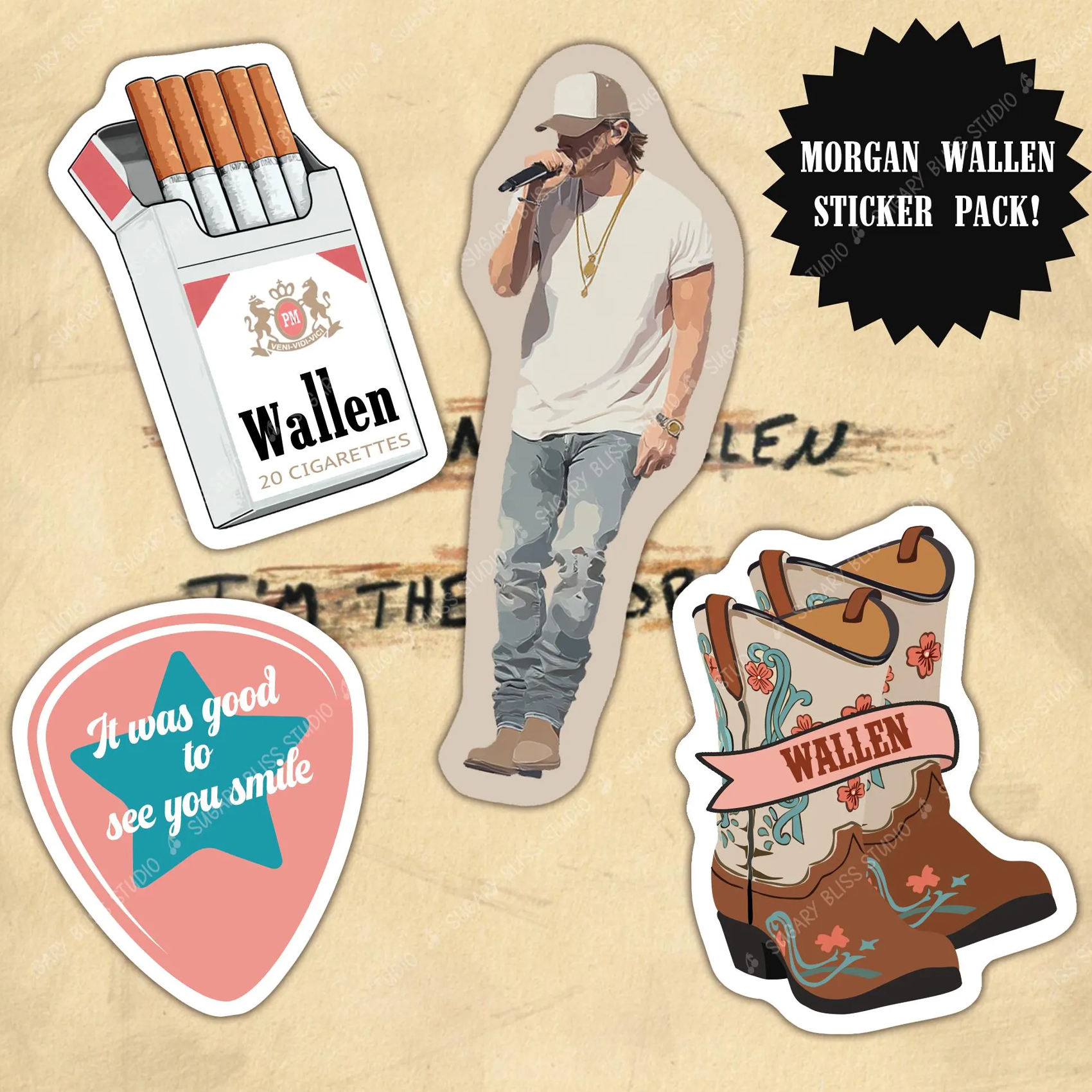 Morgan Wallen Tour Sticker Pack: Country Music Fan Decals – Sugary Bliss